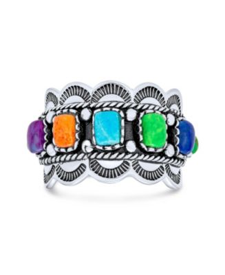 Bling Jewelry Southwest Western Style 5 Rectangle Multi Color Bezel Set ...
