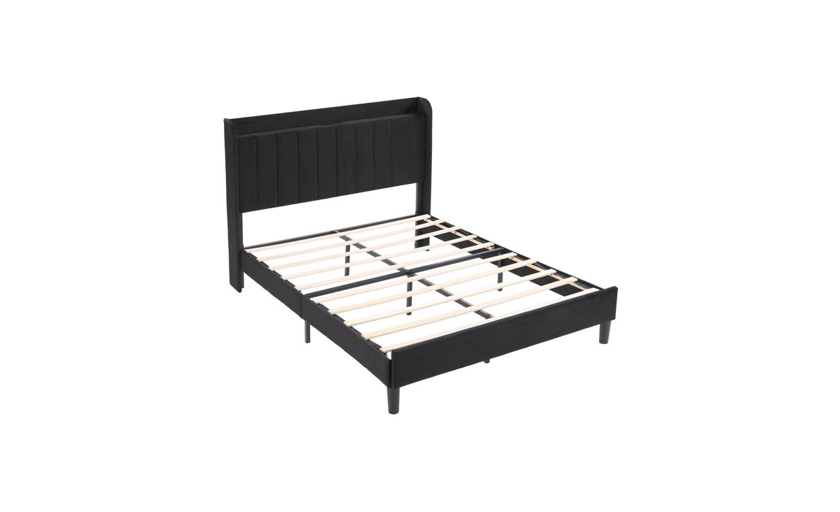 Click here for Slickblue Queen Size Velvet Bed Frame with Built-I... prices