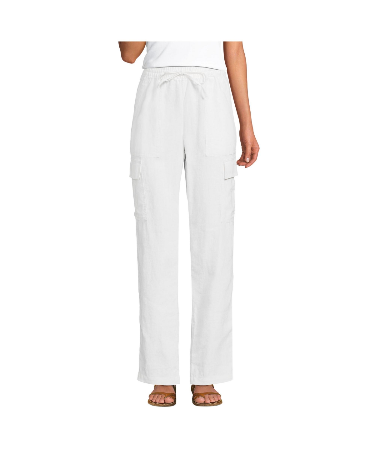 Click here for Lands End Womens High Rise Drawstring Linen Cargo... prices