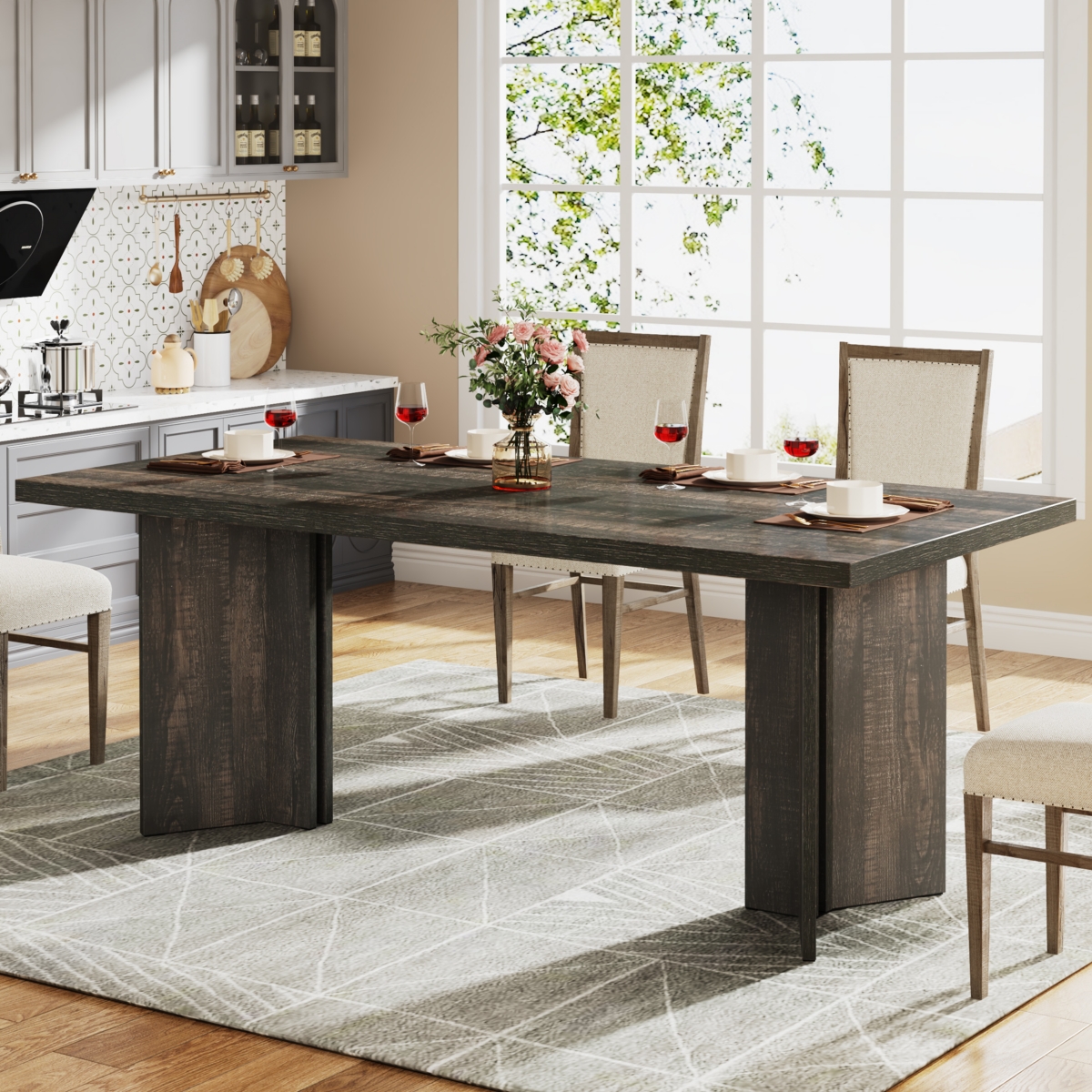 Click here for Tribesigns 63-inch Dining Table for 4-6  Farmhouse... prices