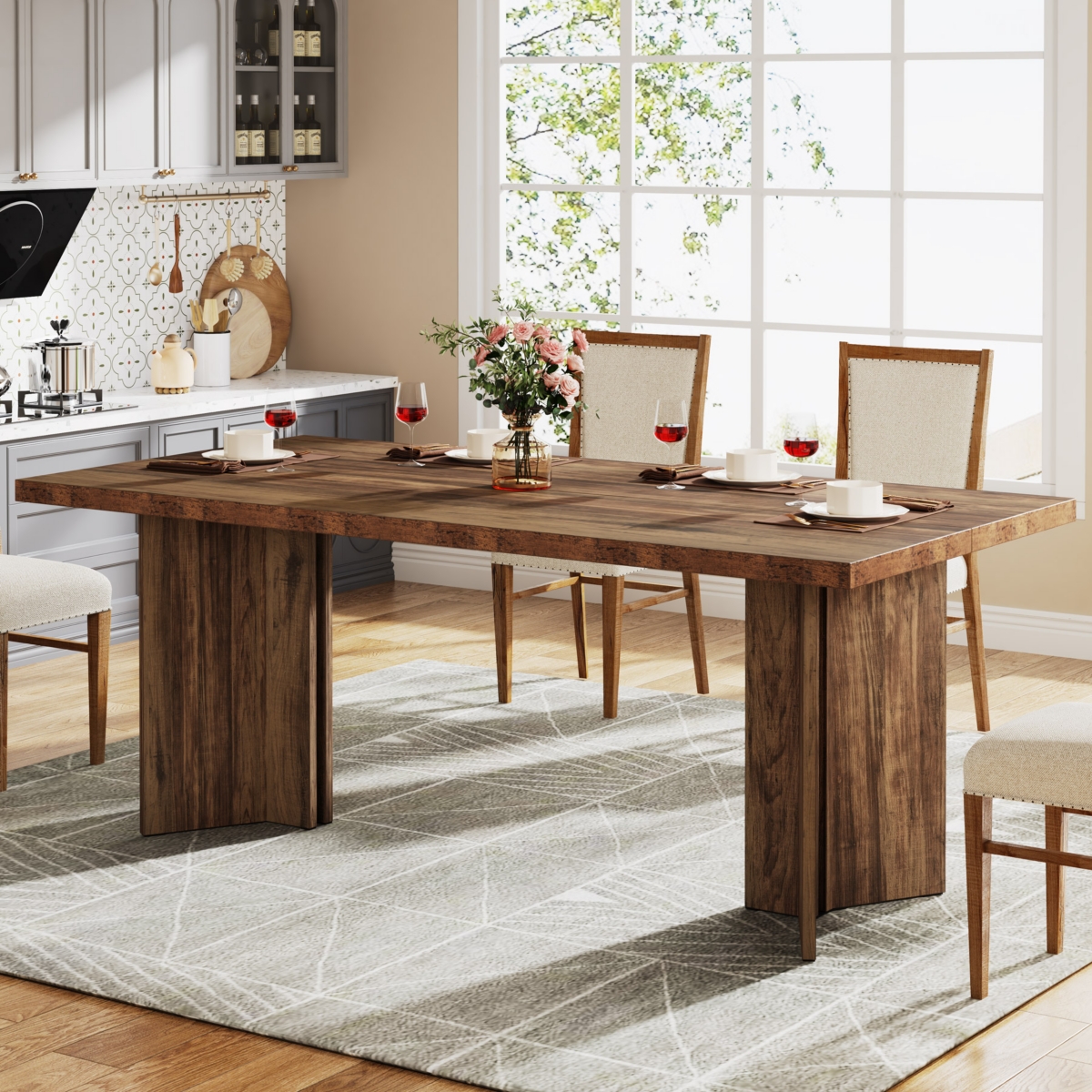 Click here for Tribesigns 63-inch Dining Table for 4-6  Farmhouse... prices