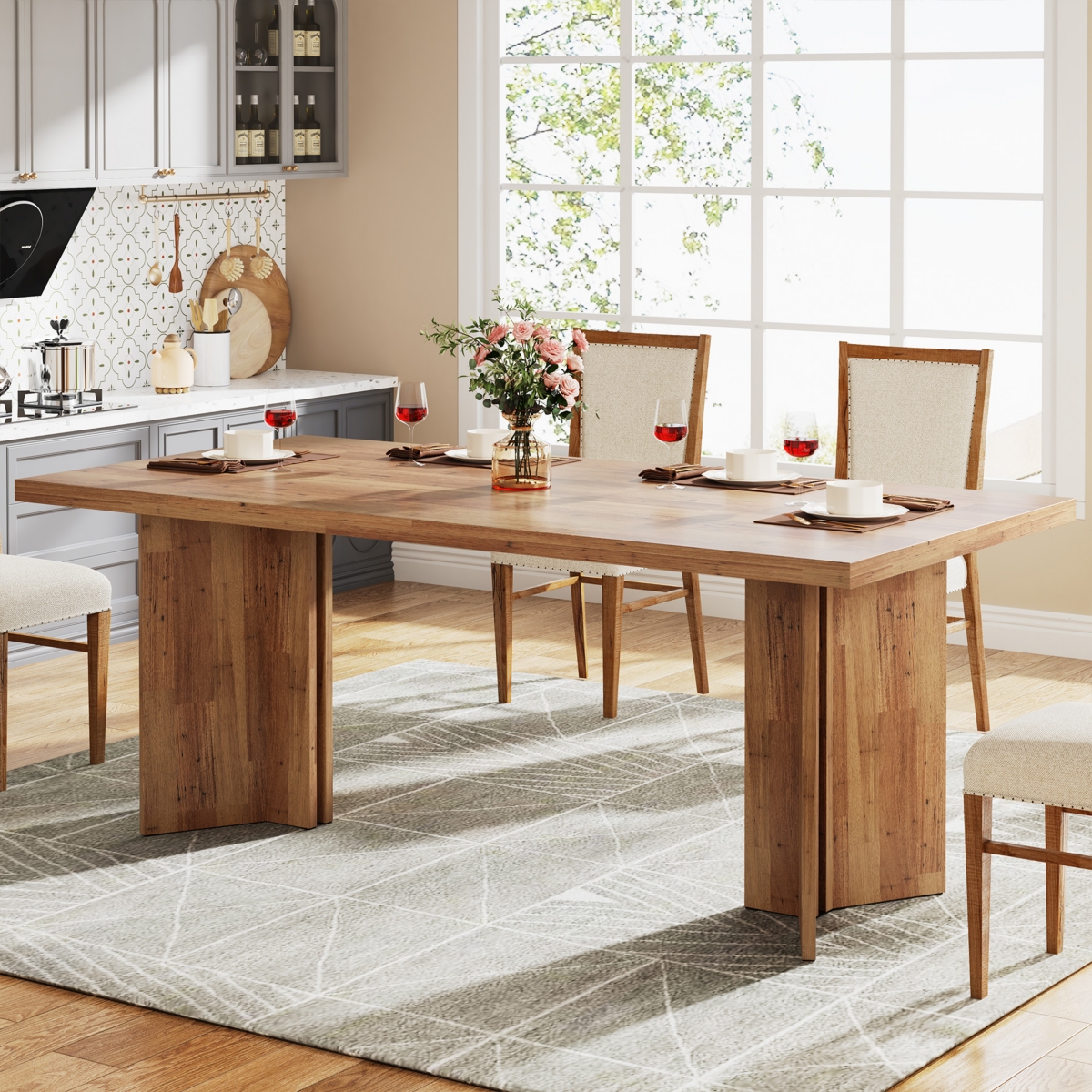 Click here for Tribesigns 63-inch Dining Table for 4-6  Farmhouse... prices