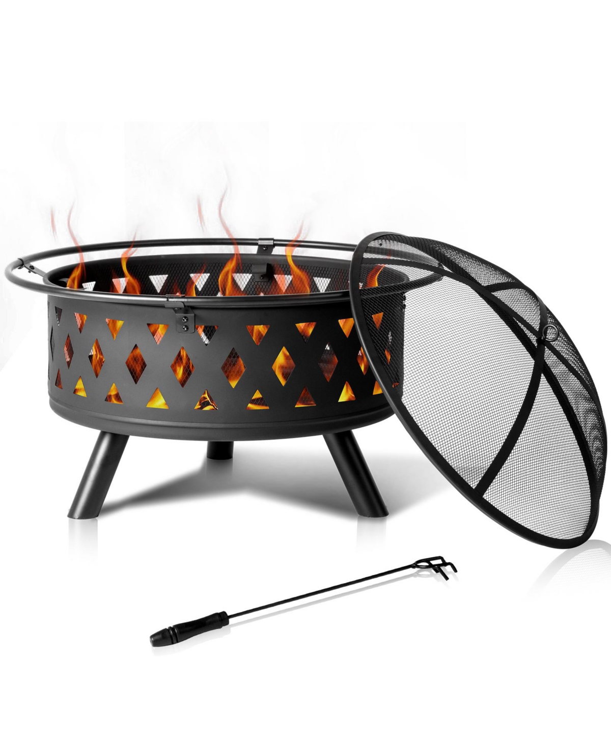Slickblue 32-Inch Black Metal Fire Pit: Sturdy Outdoor Fire Bowl for ...