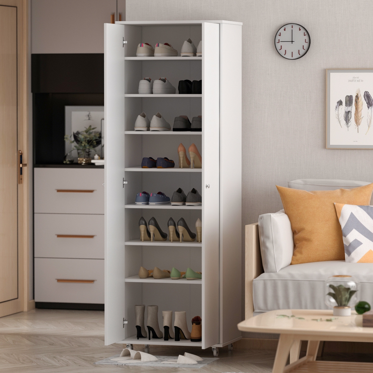 Click here for Famapy White Wood Bookcase with adjustable Shelves... prices
