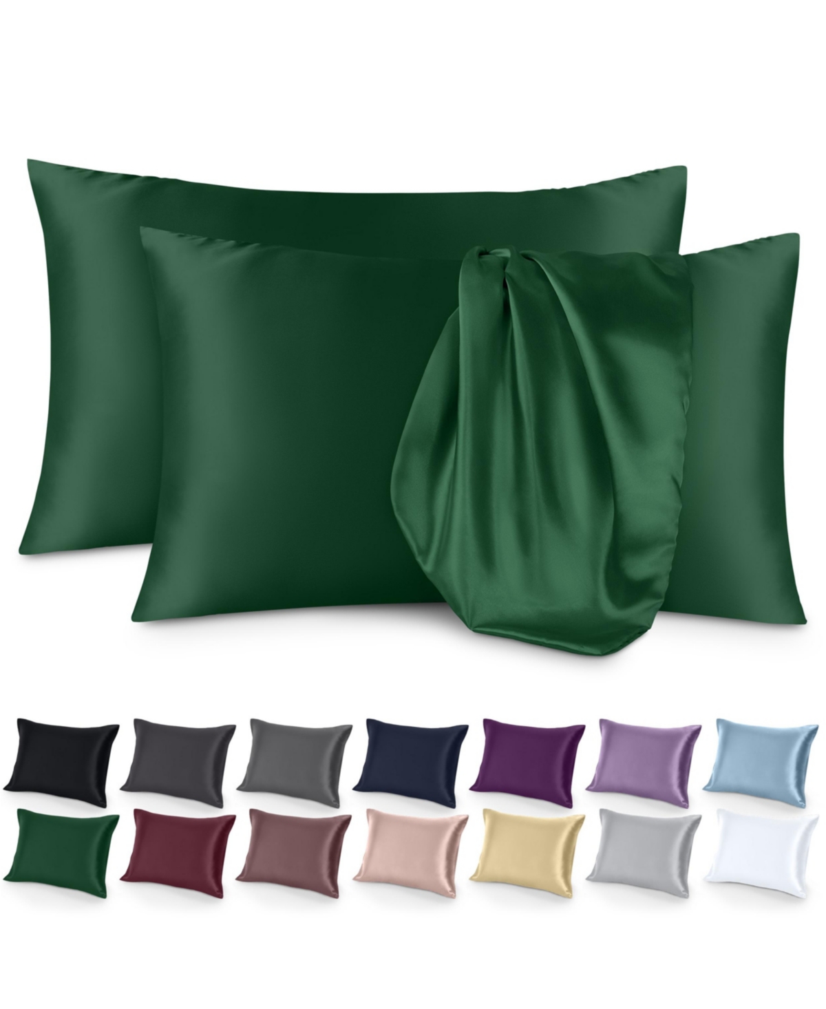 Click here for Satin Zipper Closure Pillowcase Set - Forest green prices