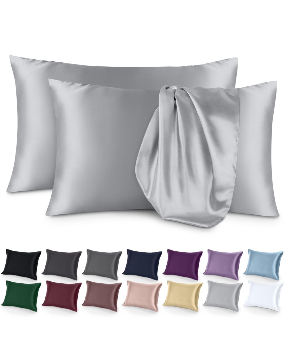 Click here for Satin Zipper Closure Pillowcase Set - Silver prices