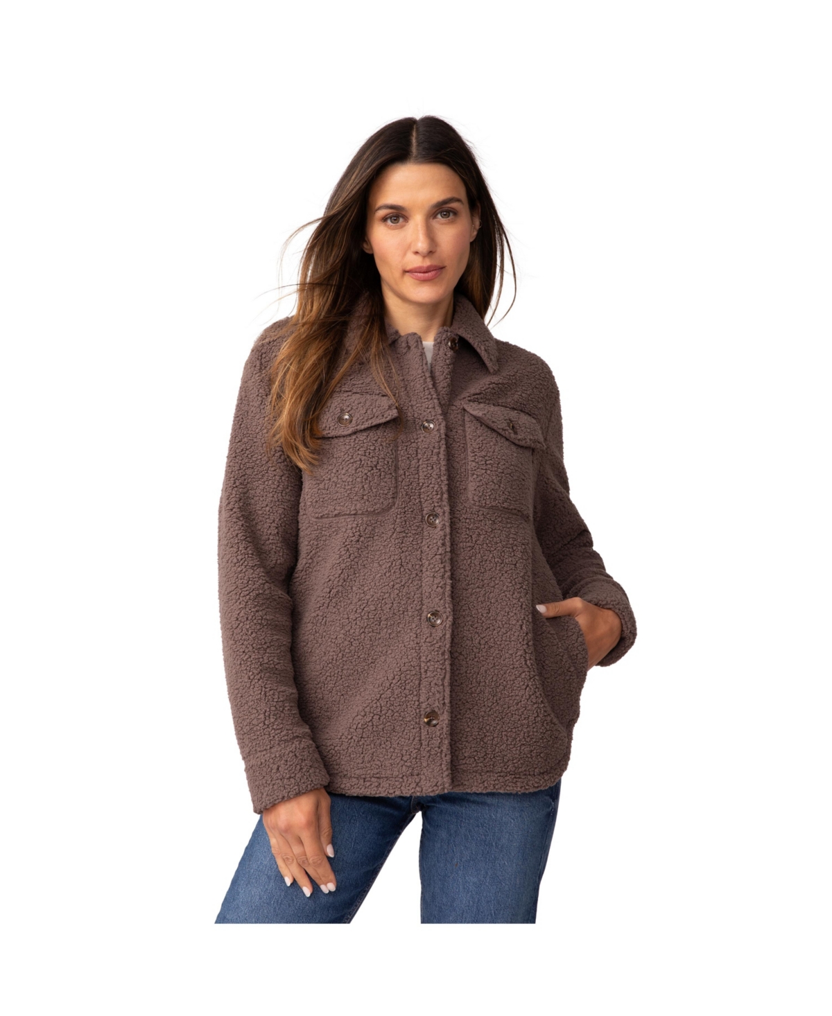 Click here for Free Country Womens High Pile Shacket - Driftwood prices