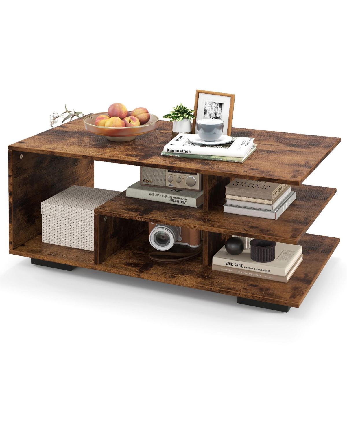 Click here for Gymax Geometric Coffee Table w/ Storage Shelves 3-... prices