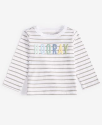 First Impressions Baby Girls Long-Sleeve Hooray Graphic T-Shirt ...