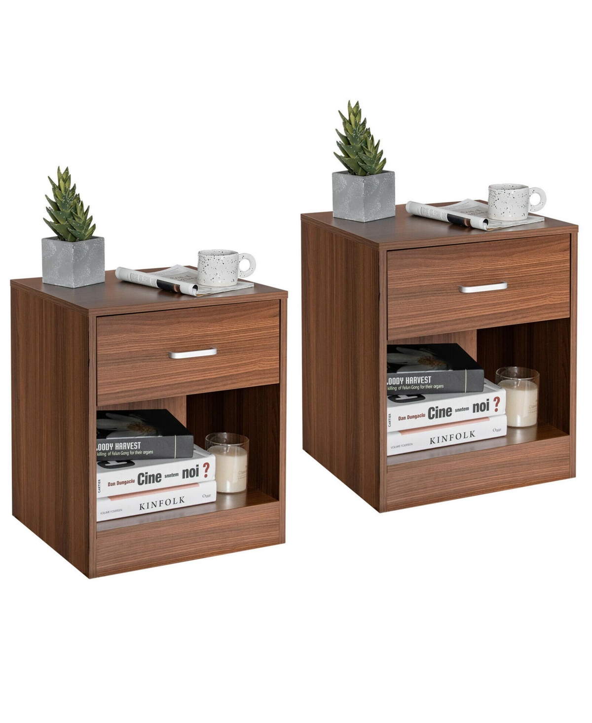 Click here for Gymax Set of 2 Nightstand End Side Table Storage C... prices