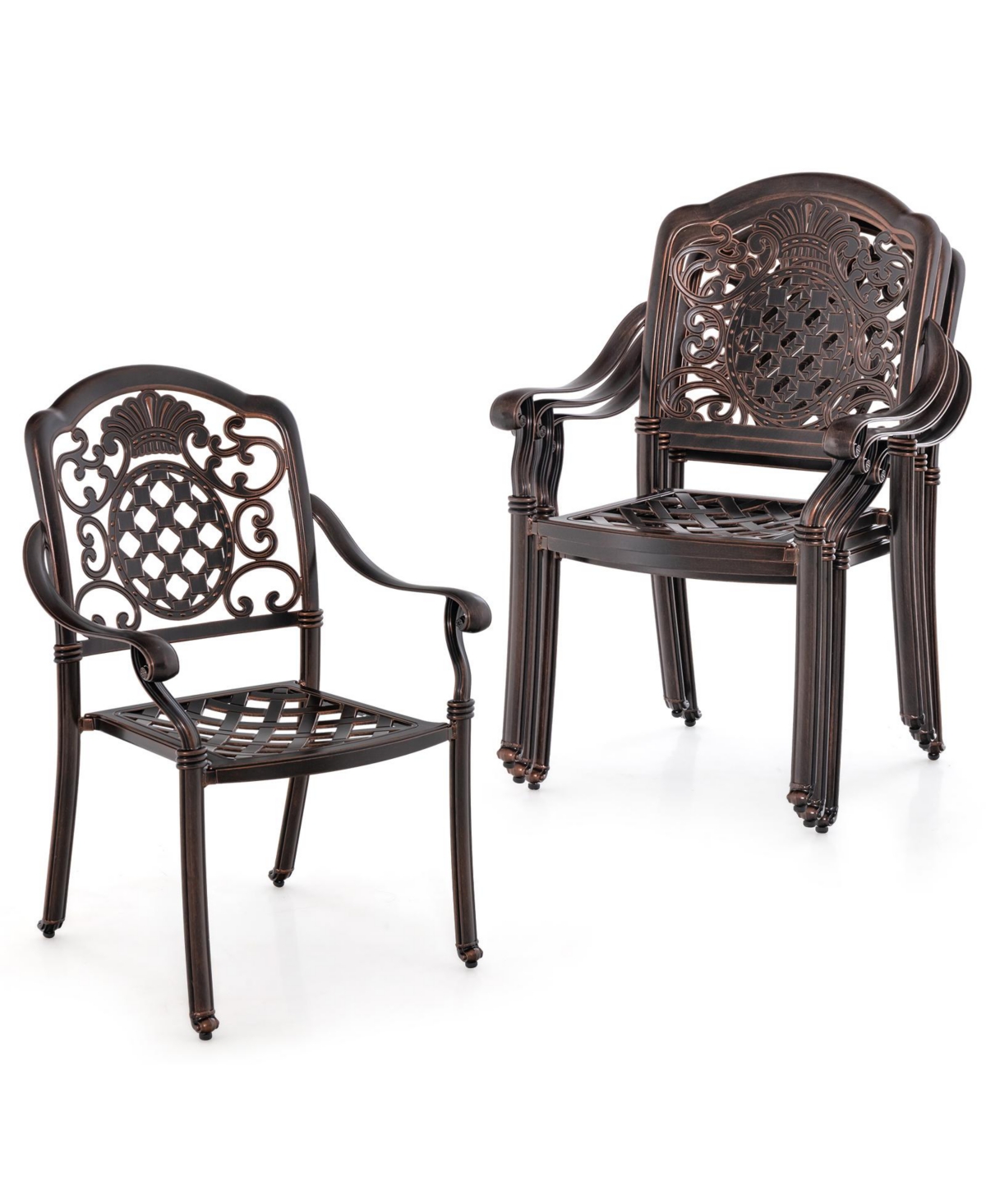 Click here for 4 Pcs Patio Cast Aluminum Chairs Outdoor Metal Arm... prices