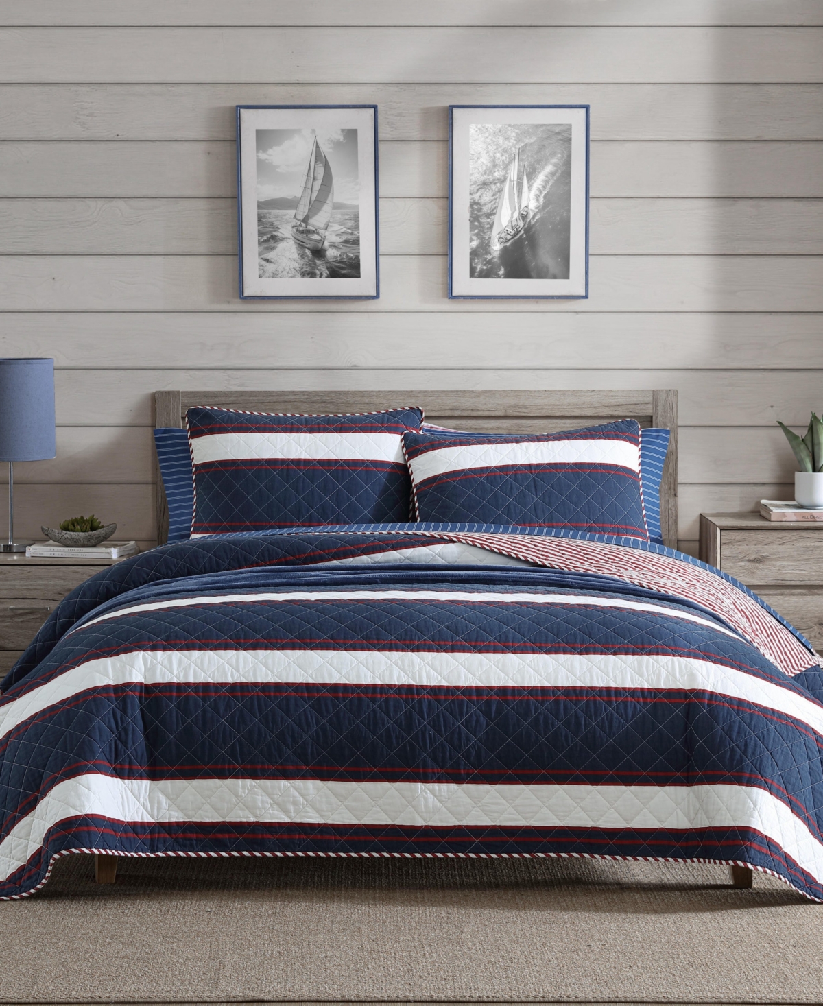 Click here for Nautica Wesley Reversible 3 Piece Quilt Set  King... prices