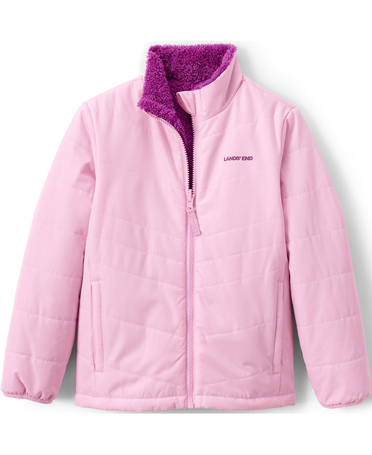 Click here for Lands End Girls Reversible Fleece Puffer Jacket -... prices
