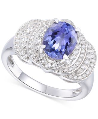 Macy s Tanzanite 1 3 4 ct. t.w. Diamond 1 2 ct. t.w. Oval Ring in 14k White Gold Macy s
