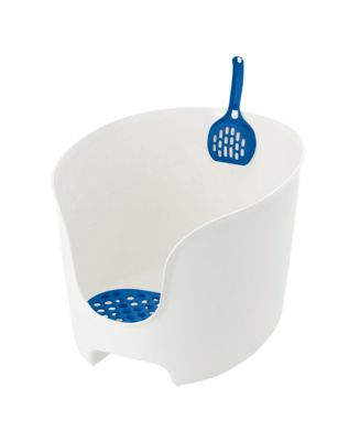 Paw Trax: High Wall Litter Box - White/Blue - Macy's