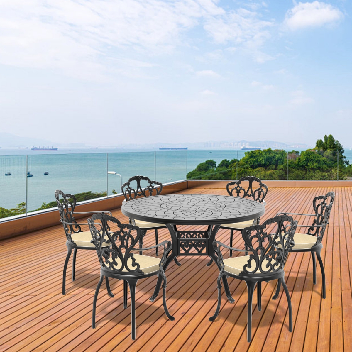 Click here for Streamdale 7-Piece Aluminum Patio Set with Cushion... prices