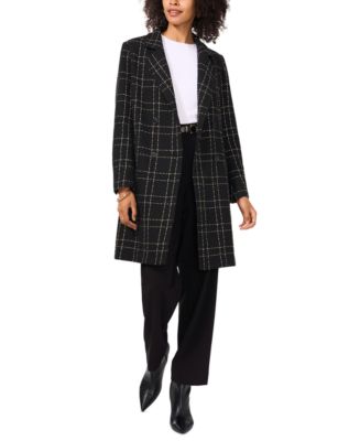 Vince Camuto Women's Windowpane-Plaid Long Jacket - Macy's