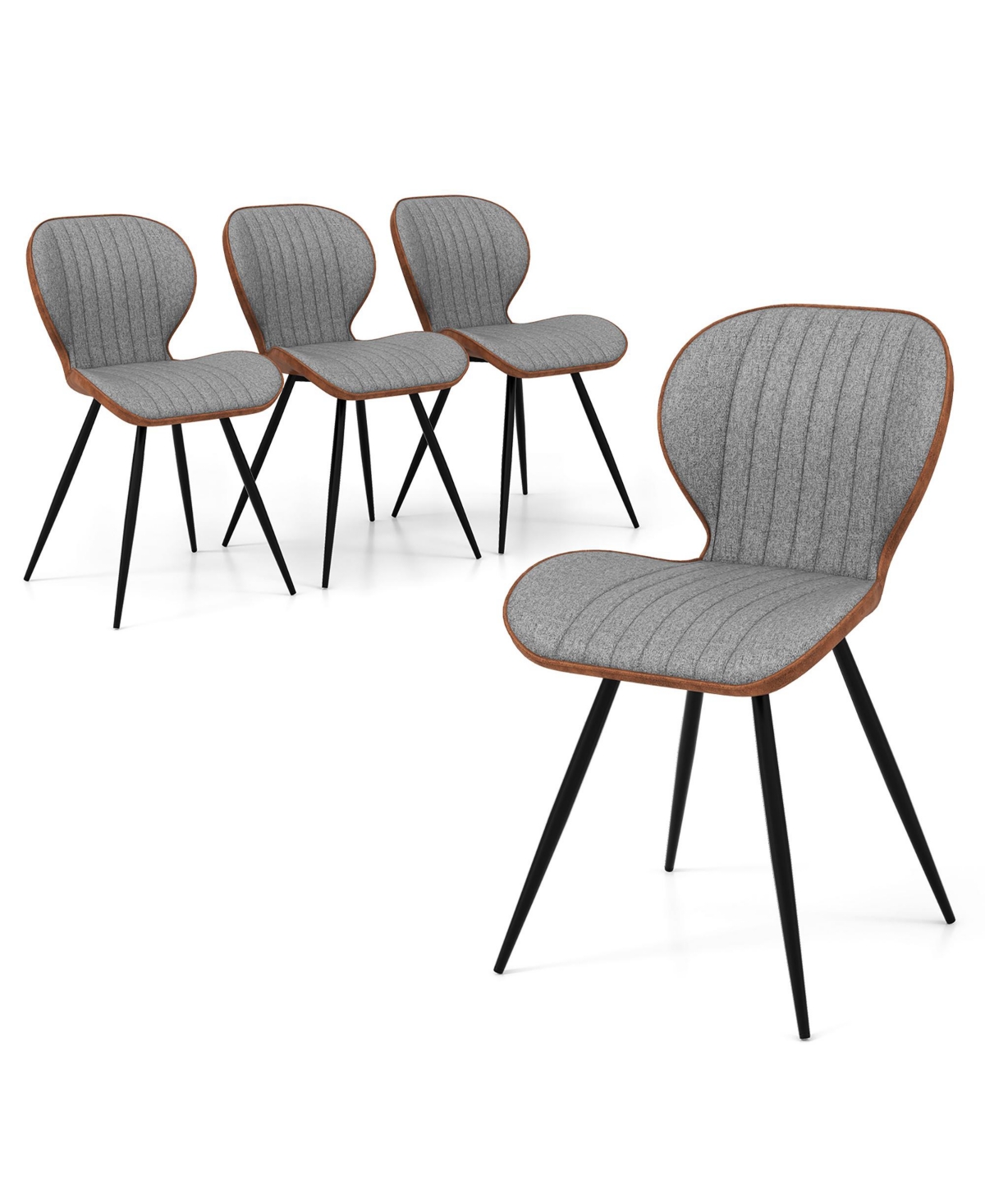 Click here for Gymax 4 Set Armless Dining Chair w/ Curved Backres... prices