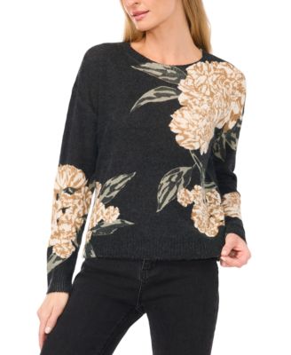 CeCe Women's Winter Peony Crewneck Drop-Shoulder Sweater - Macy's