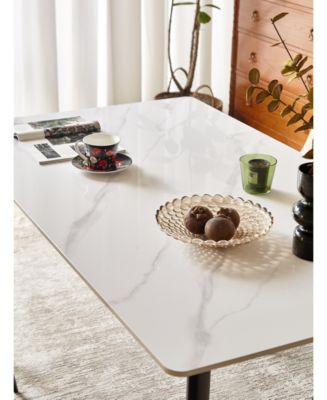 Simplie Fun Dining Table Table 55" Rectangular White Kitchen Table with ...