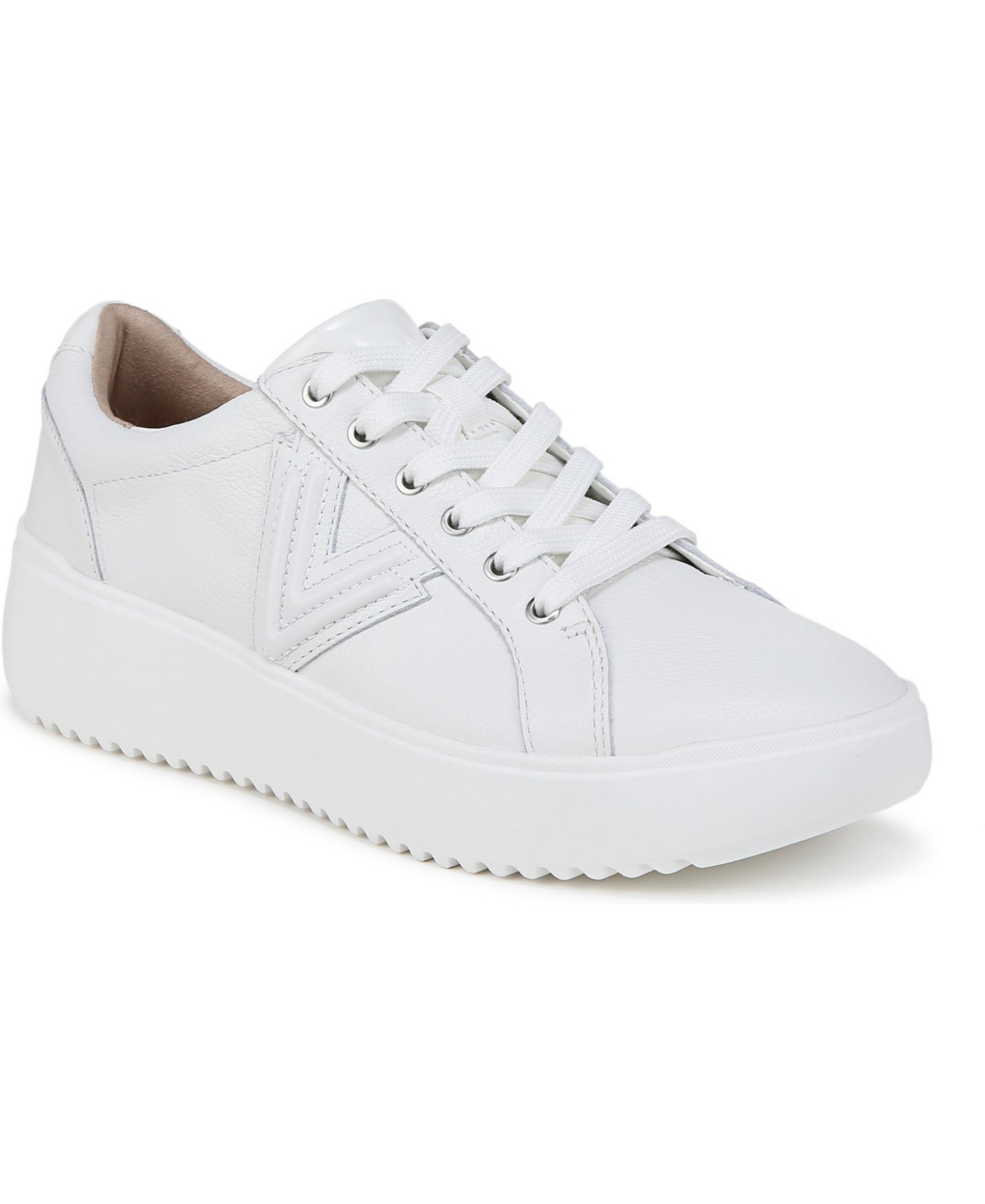 Click here for Vionic Womens Kearny Lace Up Sneakers - White leat... prices
