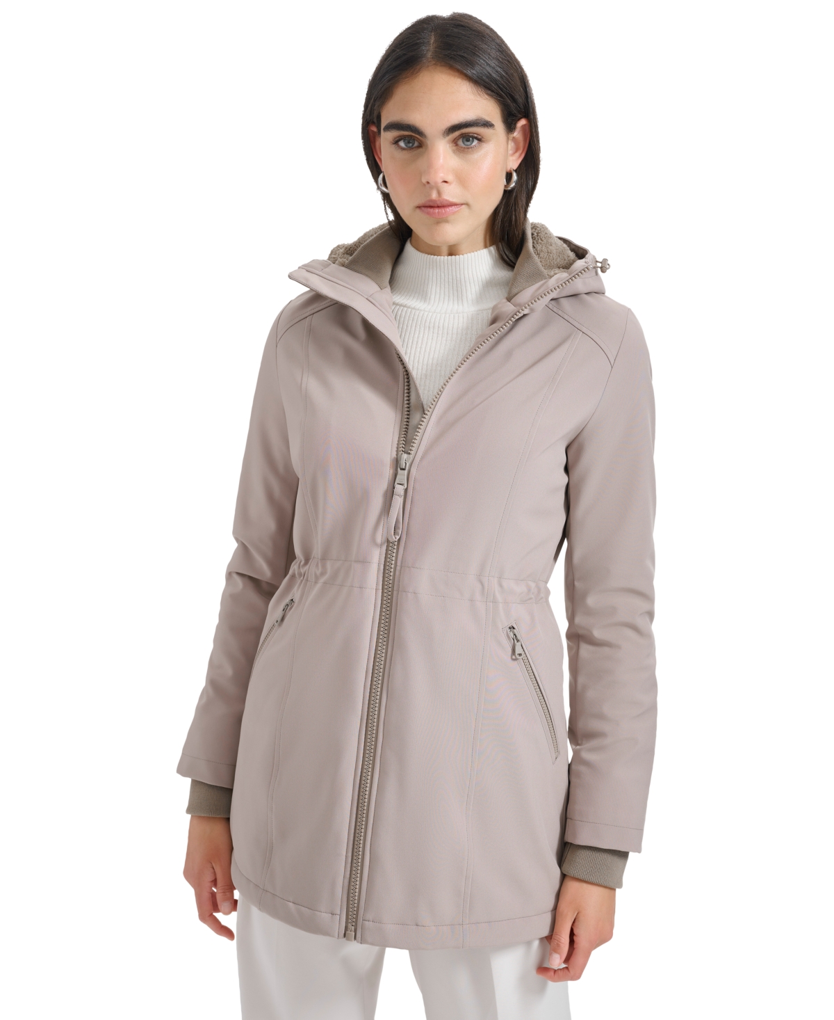 Click here for Calvin Klein Womens Hooded Faux-Fur-Lined Anorak R... prices