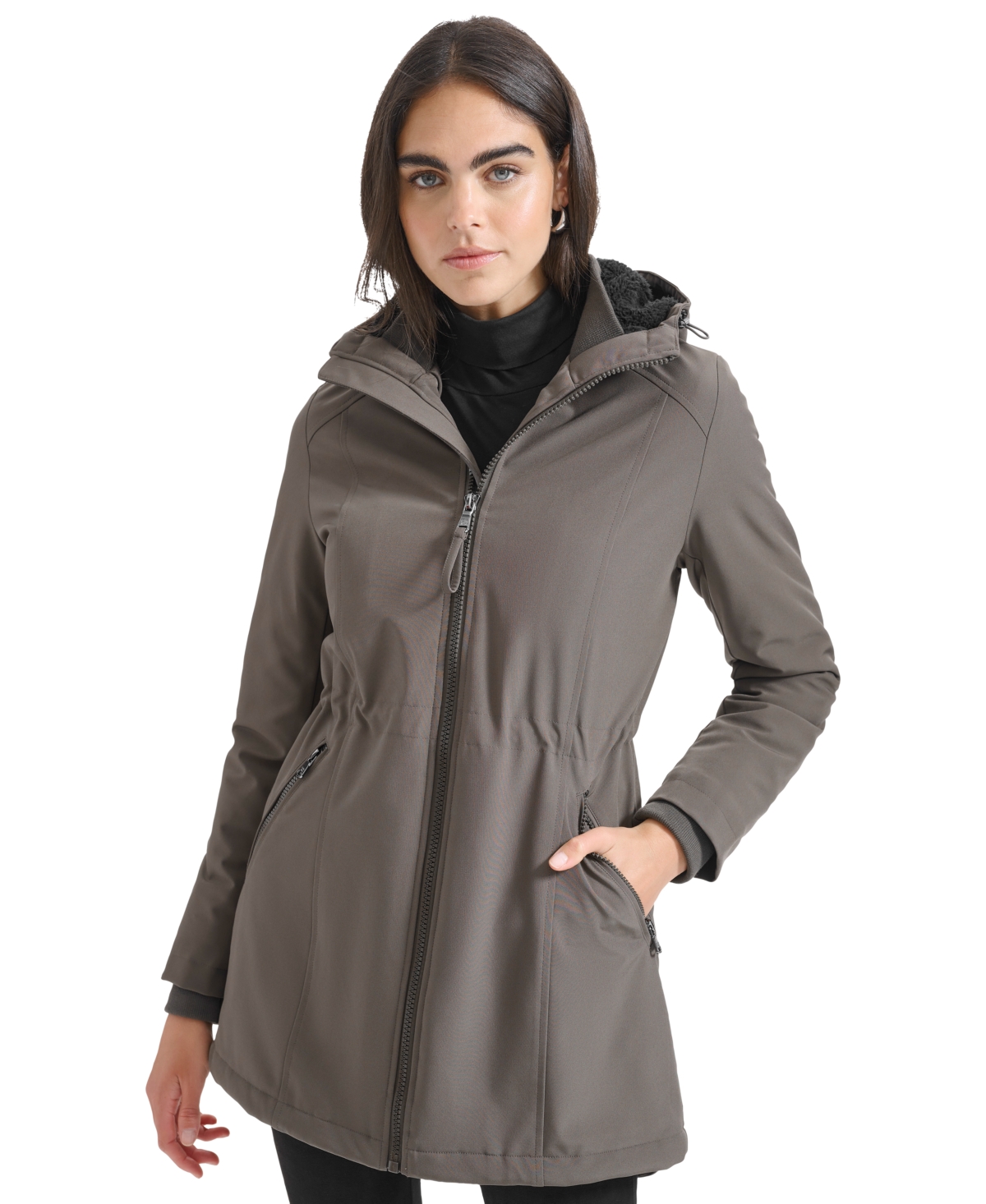 Click here for Calvin Klein Womens Hooded Faux-Fur-Lined Anorak R... prices