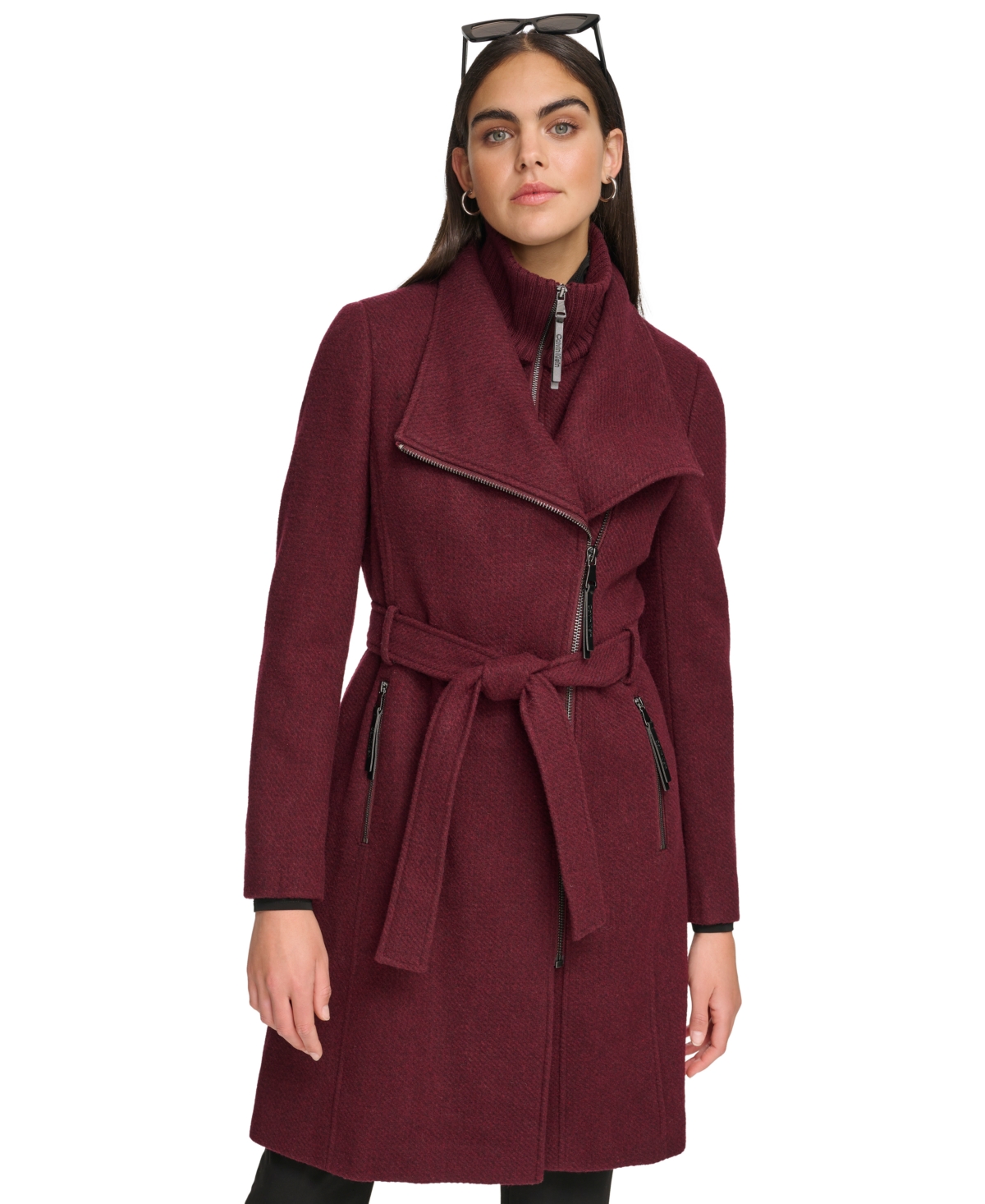 Click here for Calvin Klein Womens Wool Blend Belted Wrap Coat  C... prices
