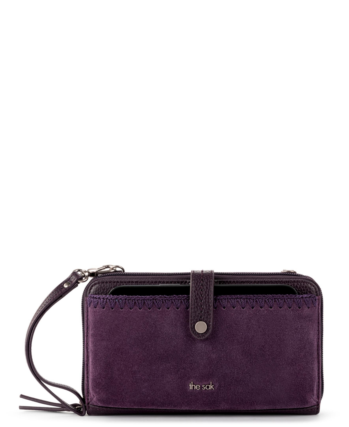 The Sak Womens Iris Leather Convertible Crossbody Bag - Aubergine Suede