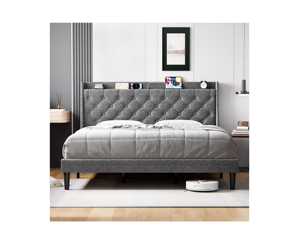 Click here for gaomon King Size Bed Frame with Upholstered Wingba... prices