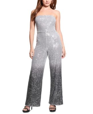 GUESS Women's Gini Strapless Ombré Sequin Jumpsuit - Macy's
