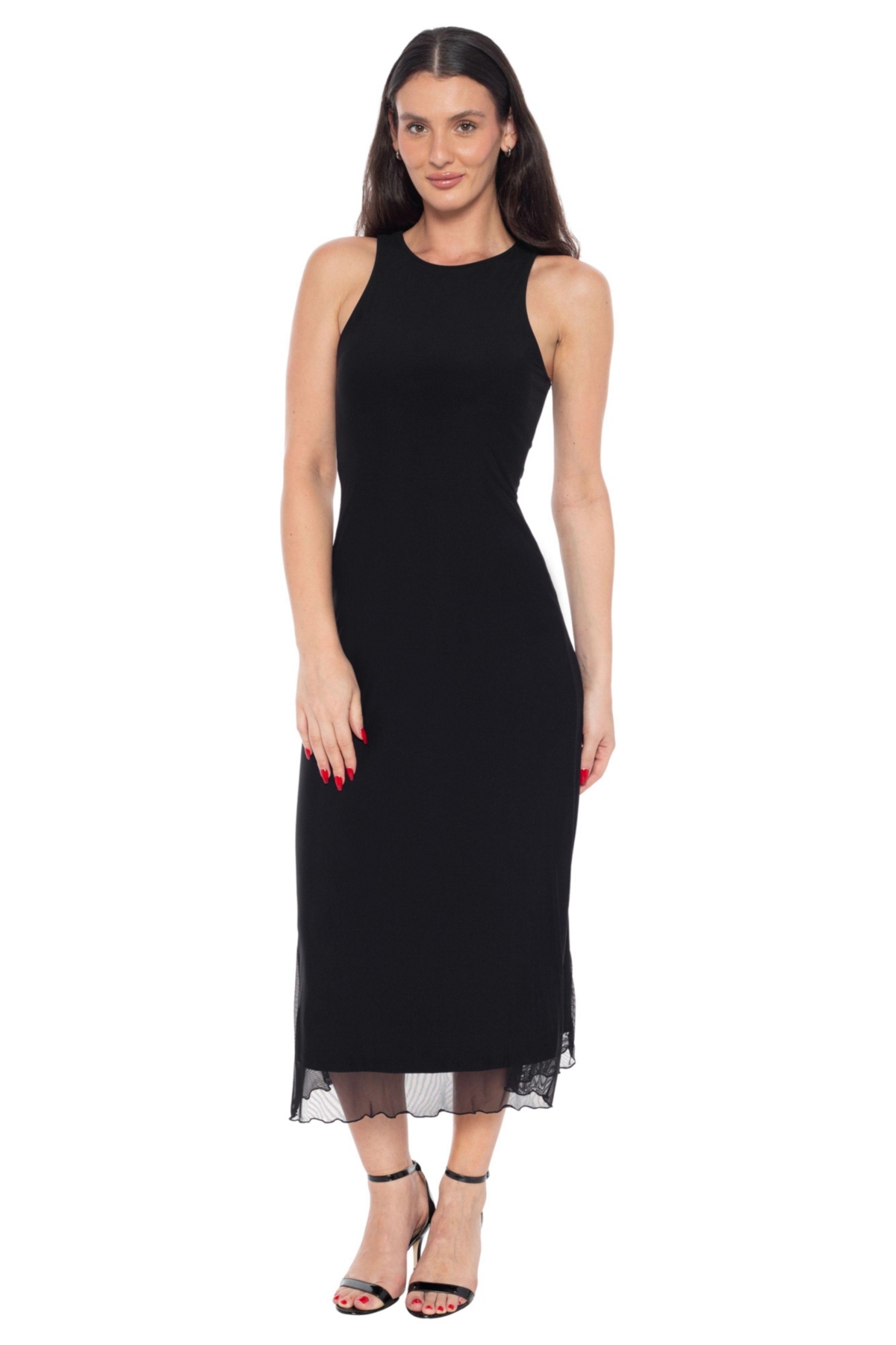Click here for Bebe Womens PowerMesh A-line Maxi Dress - Black prices