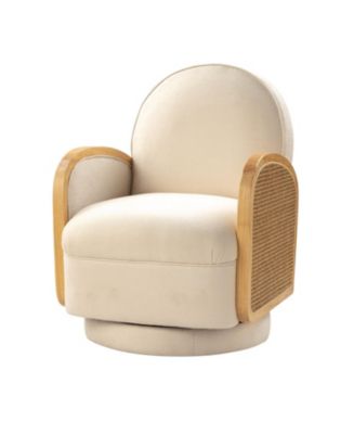 Hulala Home Maureen Modern Rattan Swivel Chair with Solid Wood Arm - Macy's