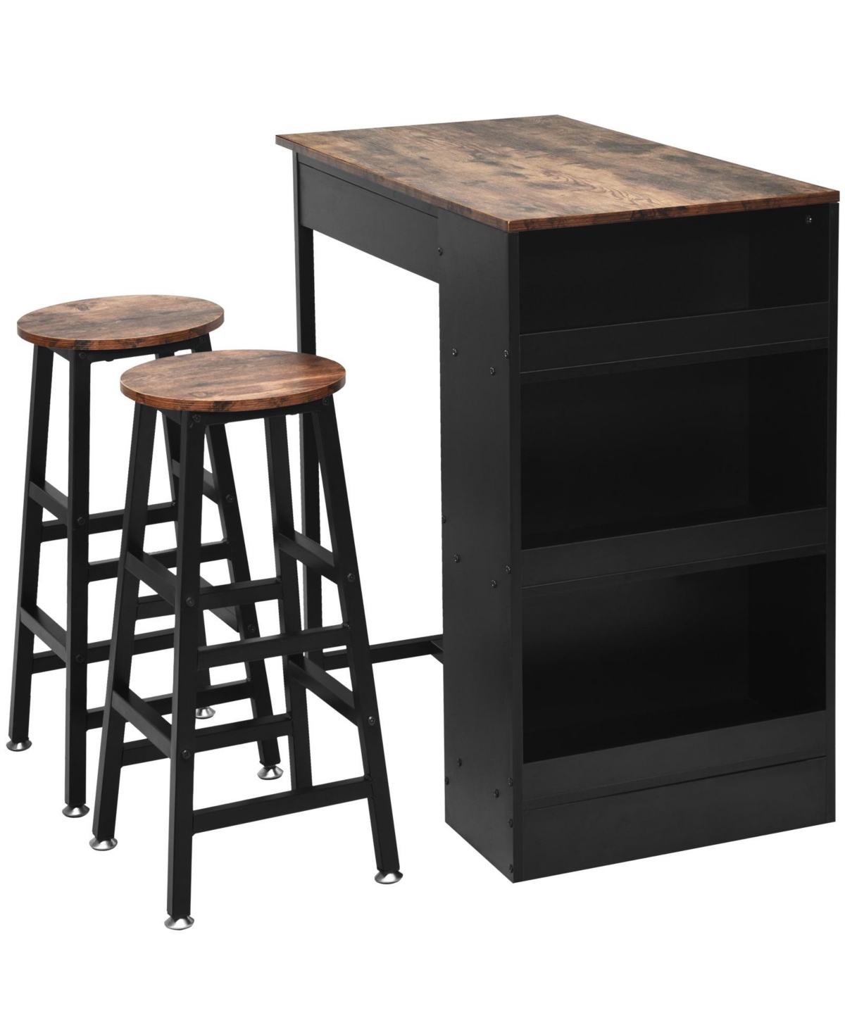 Click here for Sugift 3 Pieces Bar Table Set with Storage - Dark... prices