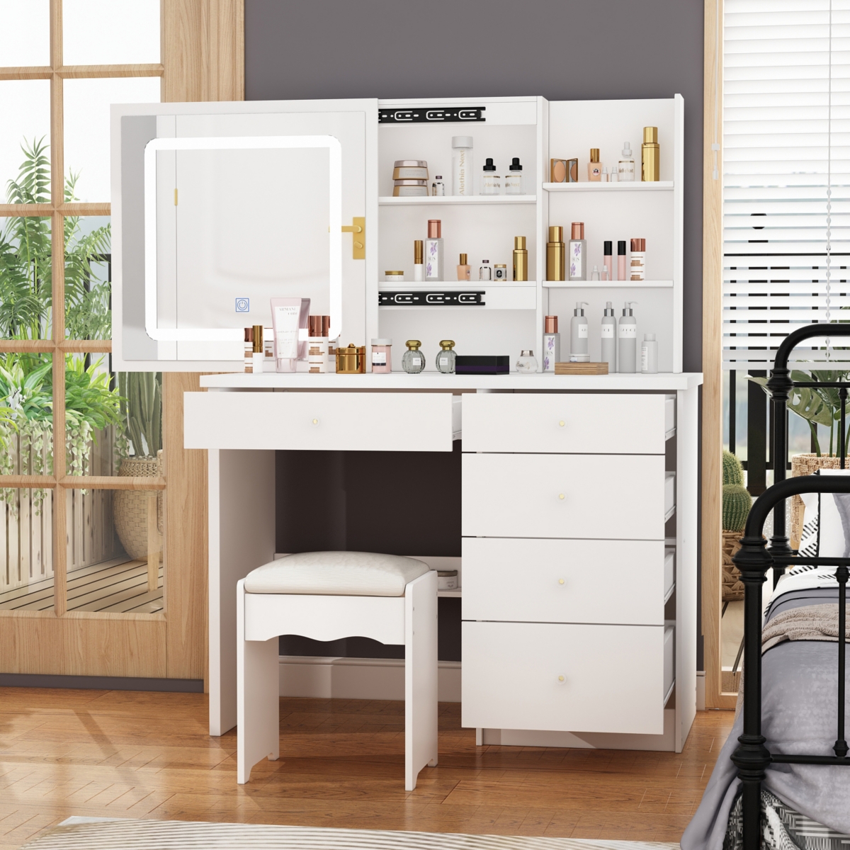 Click here for Famapy 5-Drawers White Makeup Vanity Sets Dressing... prices