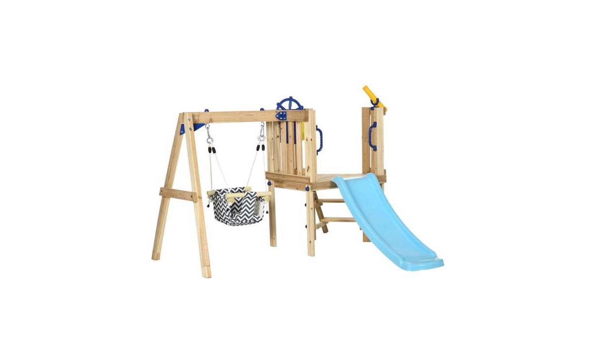 Click here for Slickblue Wooden Swing Set with Toddler Slide ... prices