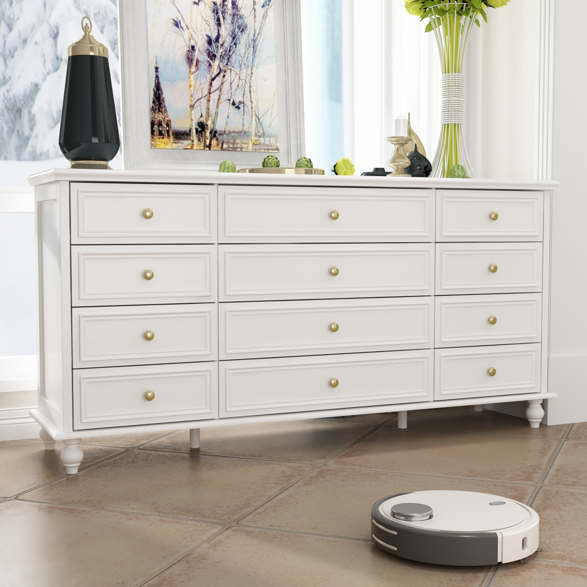 Click here for Famapy White Wooden 63 in. W 12-Drawer Chest of Dr... prices