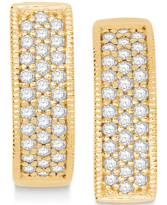 Macy's Diamond Hoop Hinged Earrings (1/4 ct. t.w.) in 14k Gold - Macy's