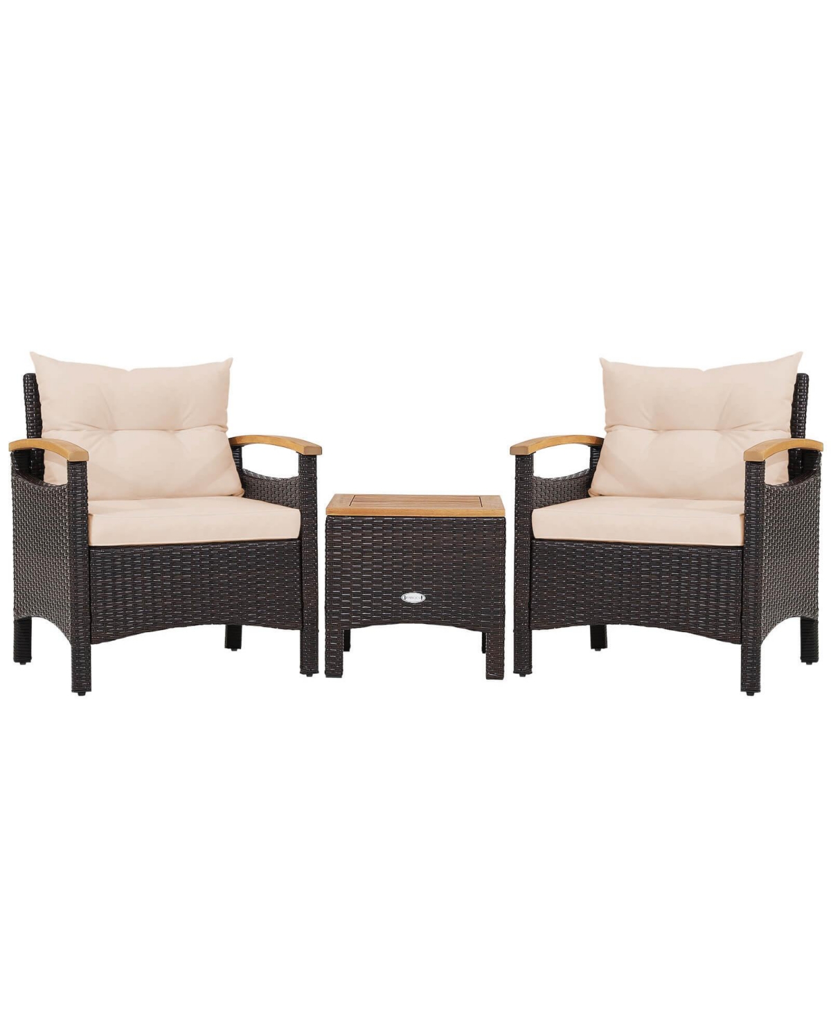 Click here for 3PCS Patio Rattan Furniture Set Wooden Armrest Tab... prices