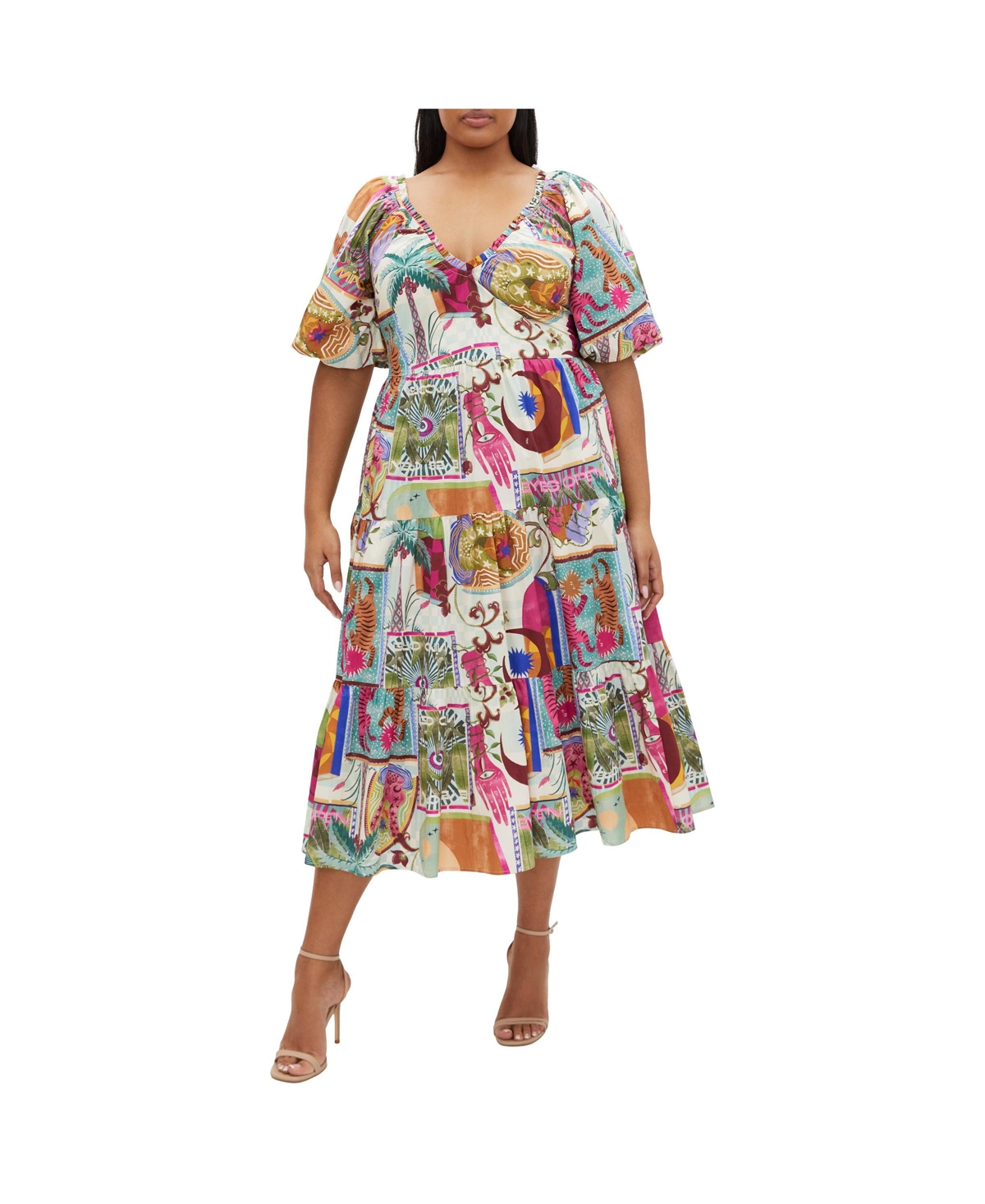 Click here for City Chic Plus Size Simona Print Dress - Dreamscap... prices
