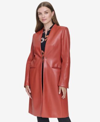 Halston Women's Faux-Leather Topper Jacket - Macy's