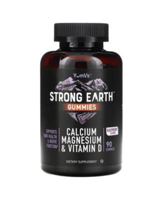 YumVs Strong Earth Gummies Calcium Magnesium & Vitamin D Raspberry - 90 ...