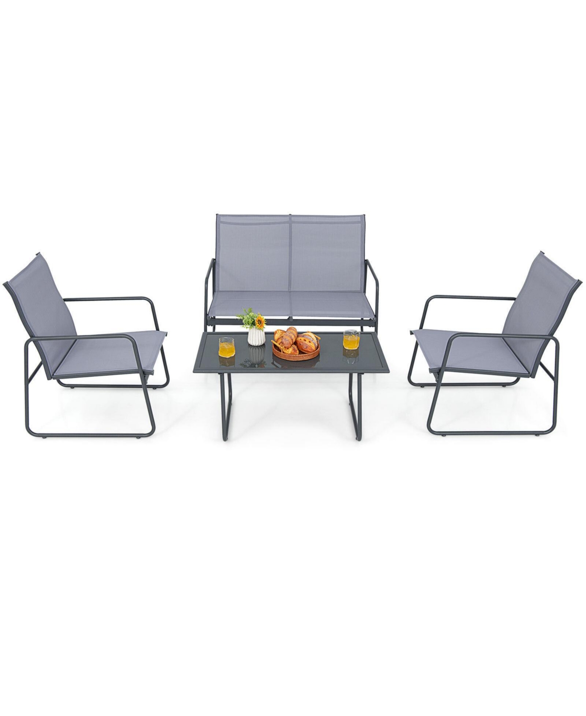 Click here for Sugift 4 Pieces of Metal Patio Furniture Chat Set... prices