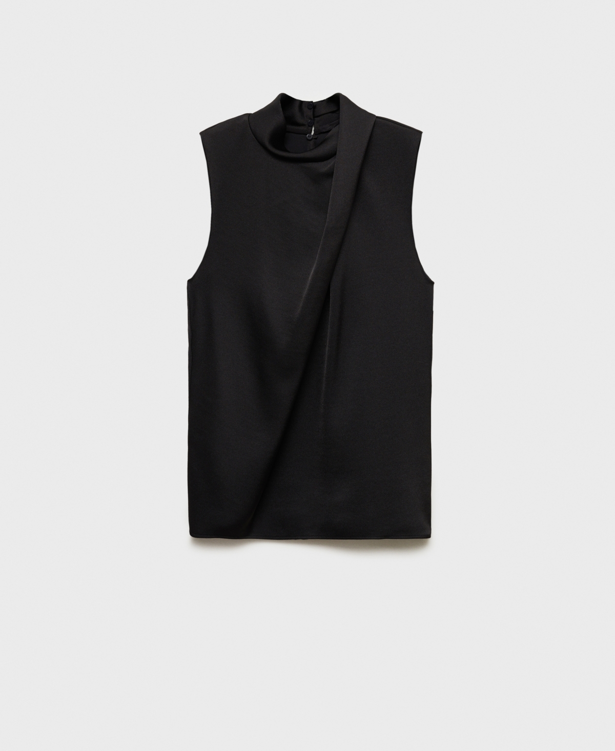 Click here for Mango Womens Turtleneck Draped Satin Blouse - Blac... prices