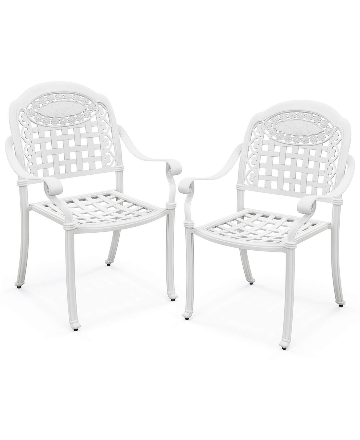 Click here for 2 Pcs Patio Cast Aluminum Armrest Chairs Dining St... prices