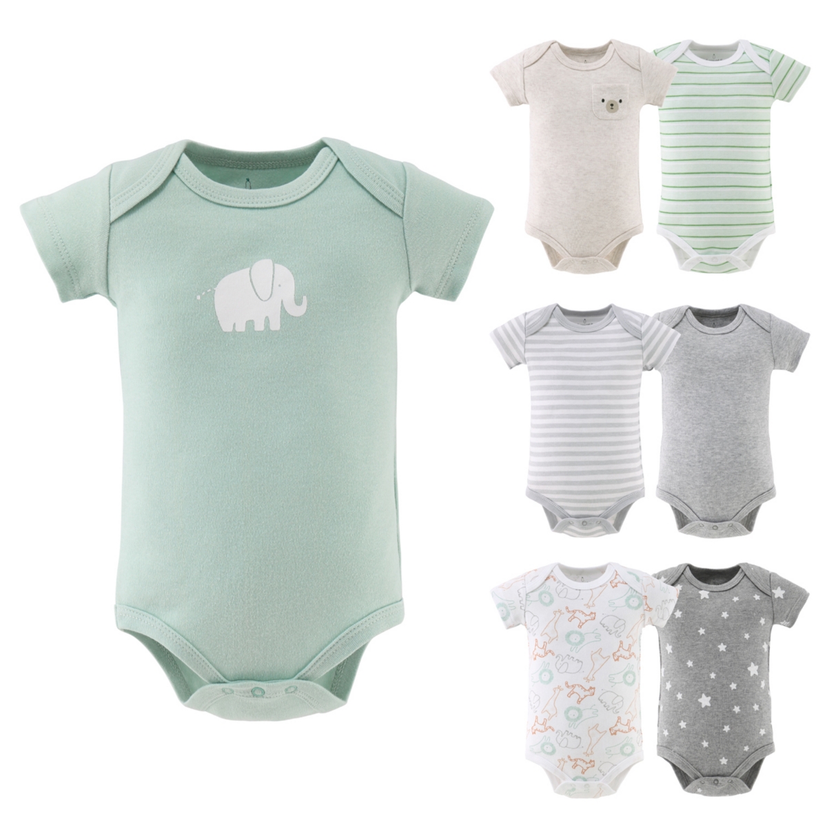 Click here for The Peanutshell Baby Neutral Safari Bodysuits for... prices