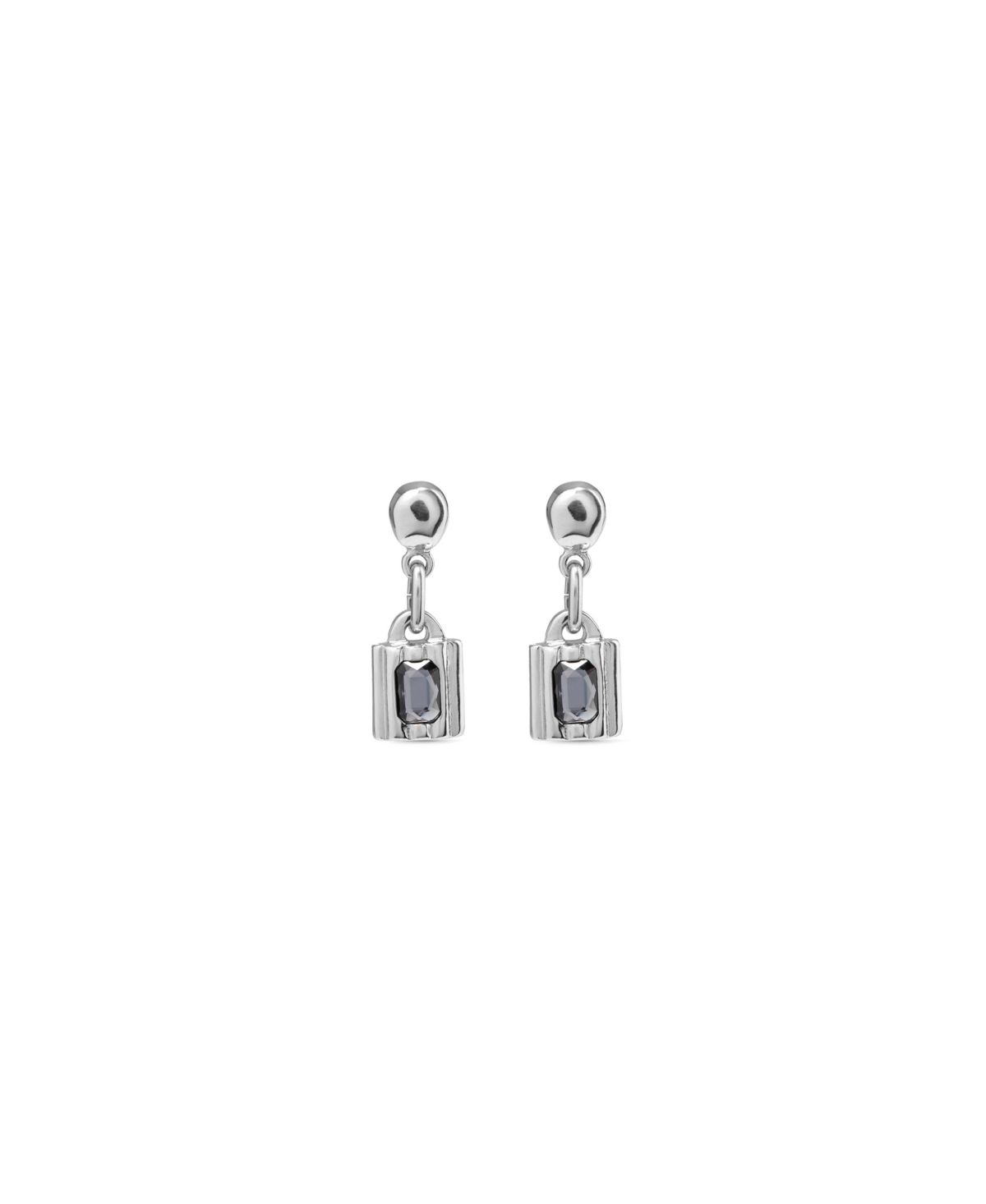 Click here for UNOde50 Metal Alloy Padlock Shaped Earrings - Gray prices