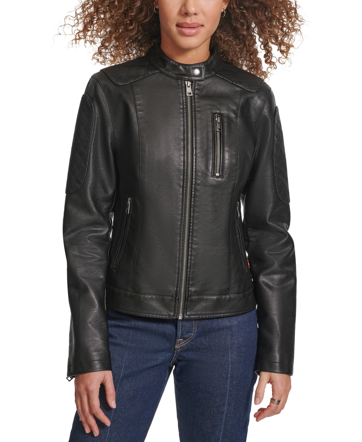 Levis Womens Faux Leather Biker Jacket - Black