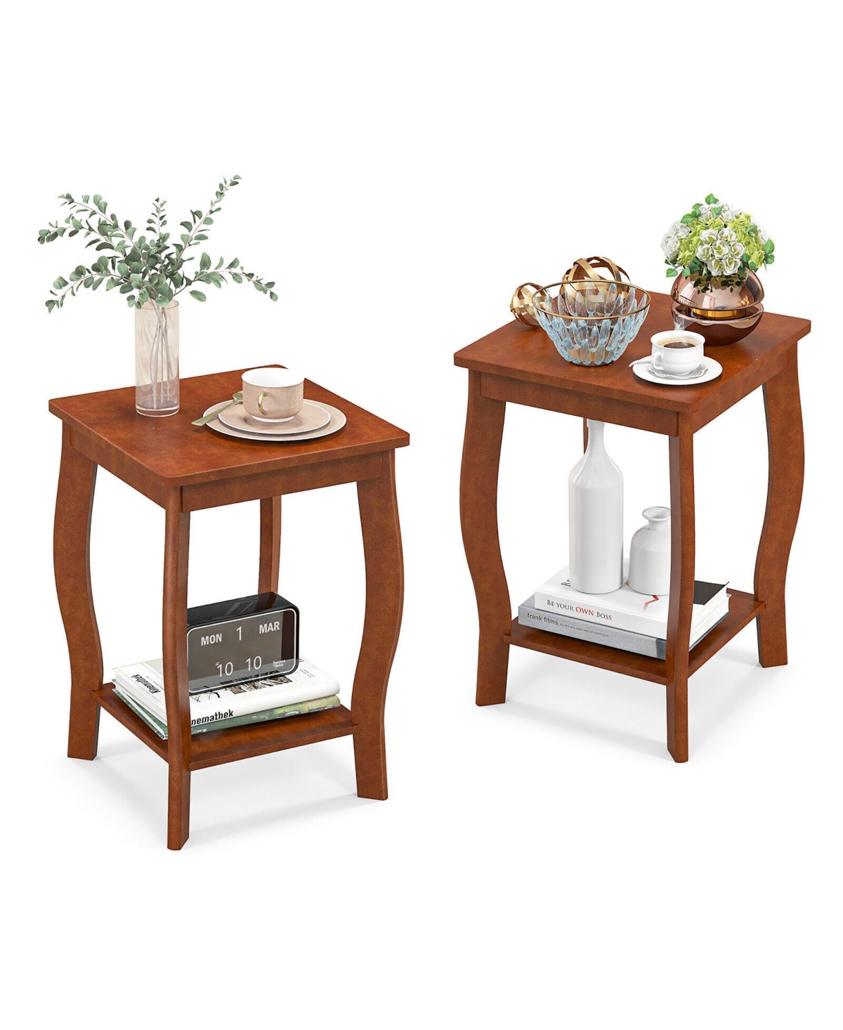 Click here for Gymax 2-Tier Square End Table Set of 2 Narrow Sofa... prices