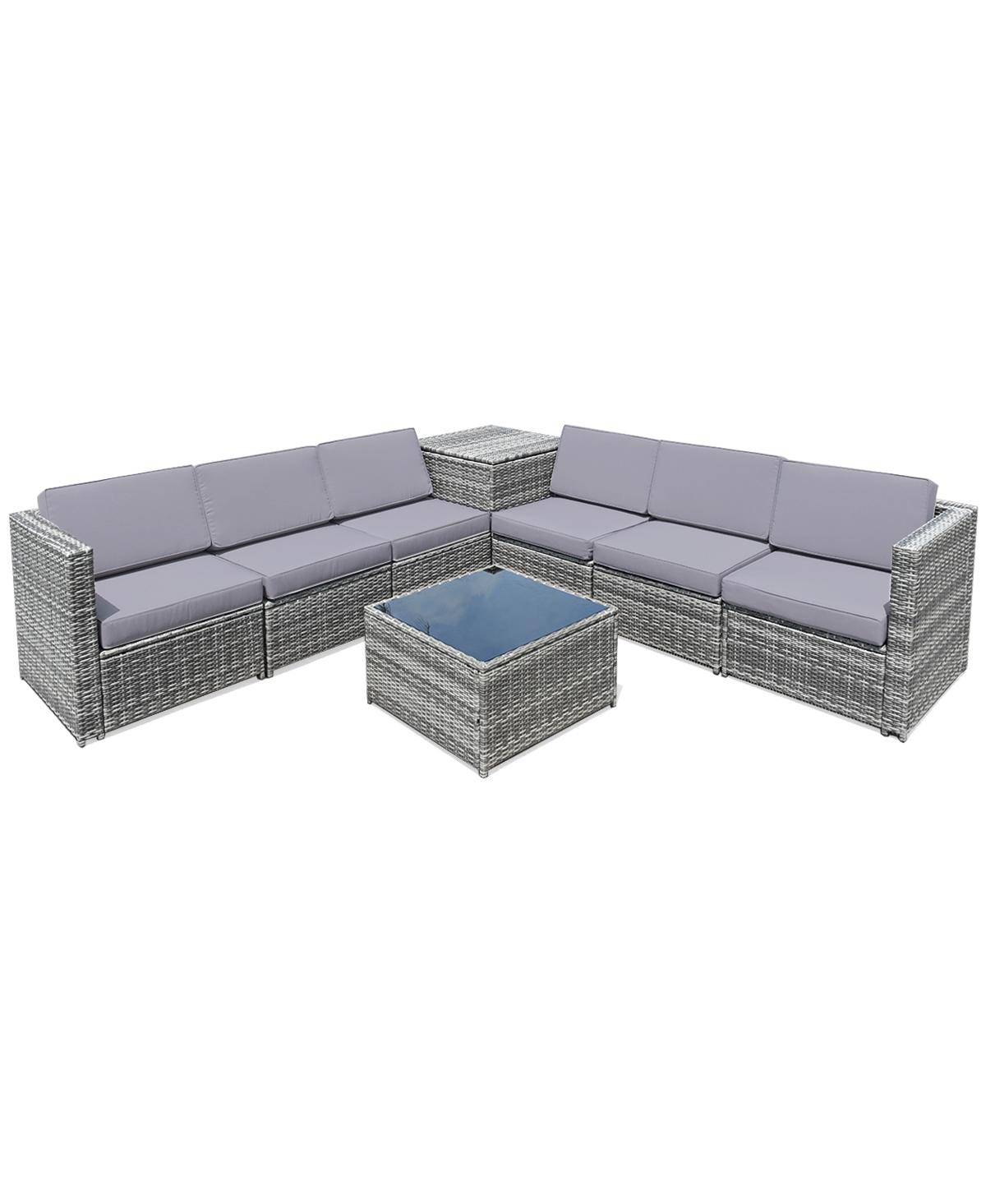 Click here for Sugift 8 Pieces Wicker Sofa Rattan Dining Set Pati... prices